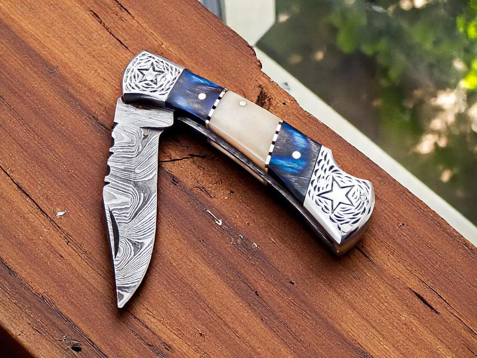 Damascus Folding Knife | Custom Handmade Pocket Knives – Damascus Knife ...